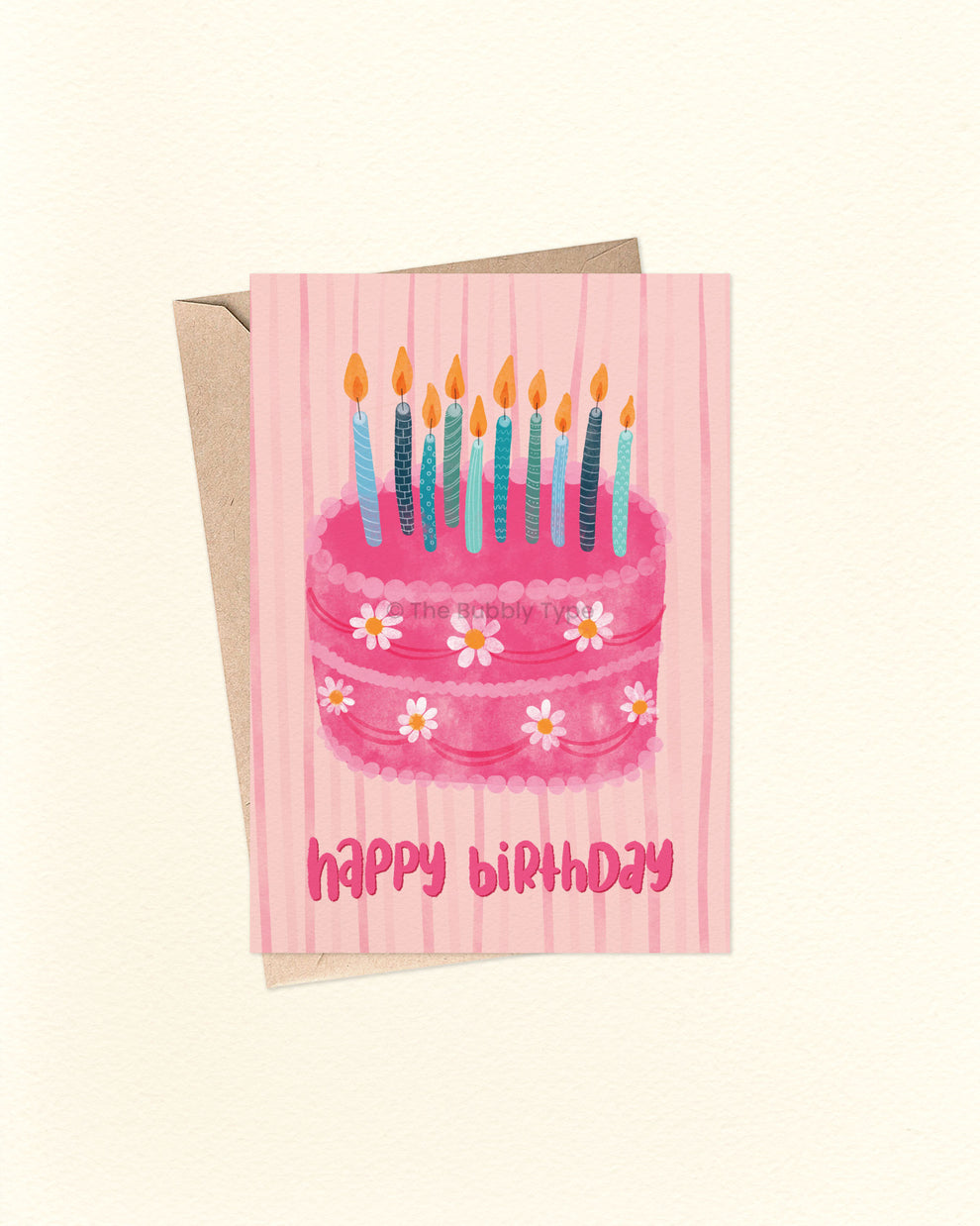 Happy Birthday (Cake) - A6 Greeting Card – The Bubbly Type